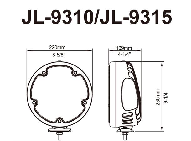 Maxtel 9" LED m/parklys. Universal - Yrkesbilprodukter
